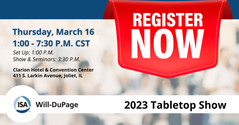 2023 Tabletop Show Exhibitor Table Registration - ISA Will-DuPage Section